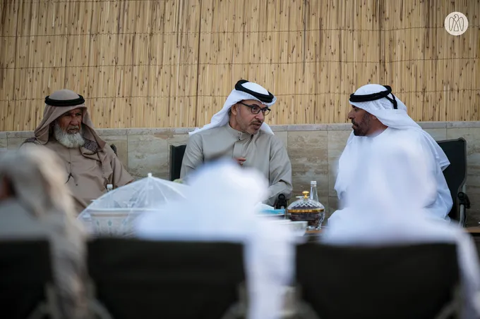 Hazza bin Zayed visits Nayel Rashed Saif Al Shamsi